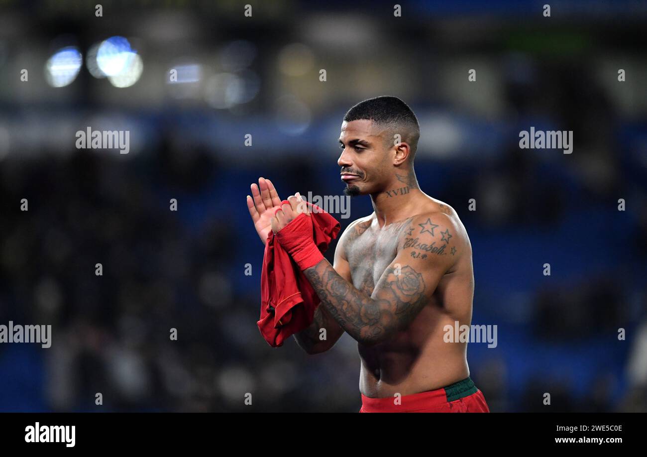 Mario Lemina of Wolves takes off his shirt at the end of the Premier ...