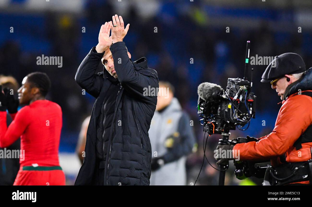 In the TV spotlight Wolves head coach Gary O'Neil applauds the fans ...