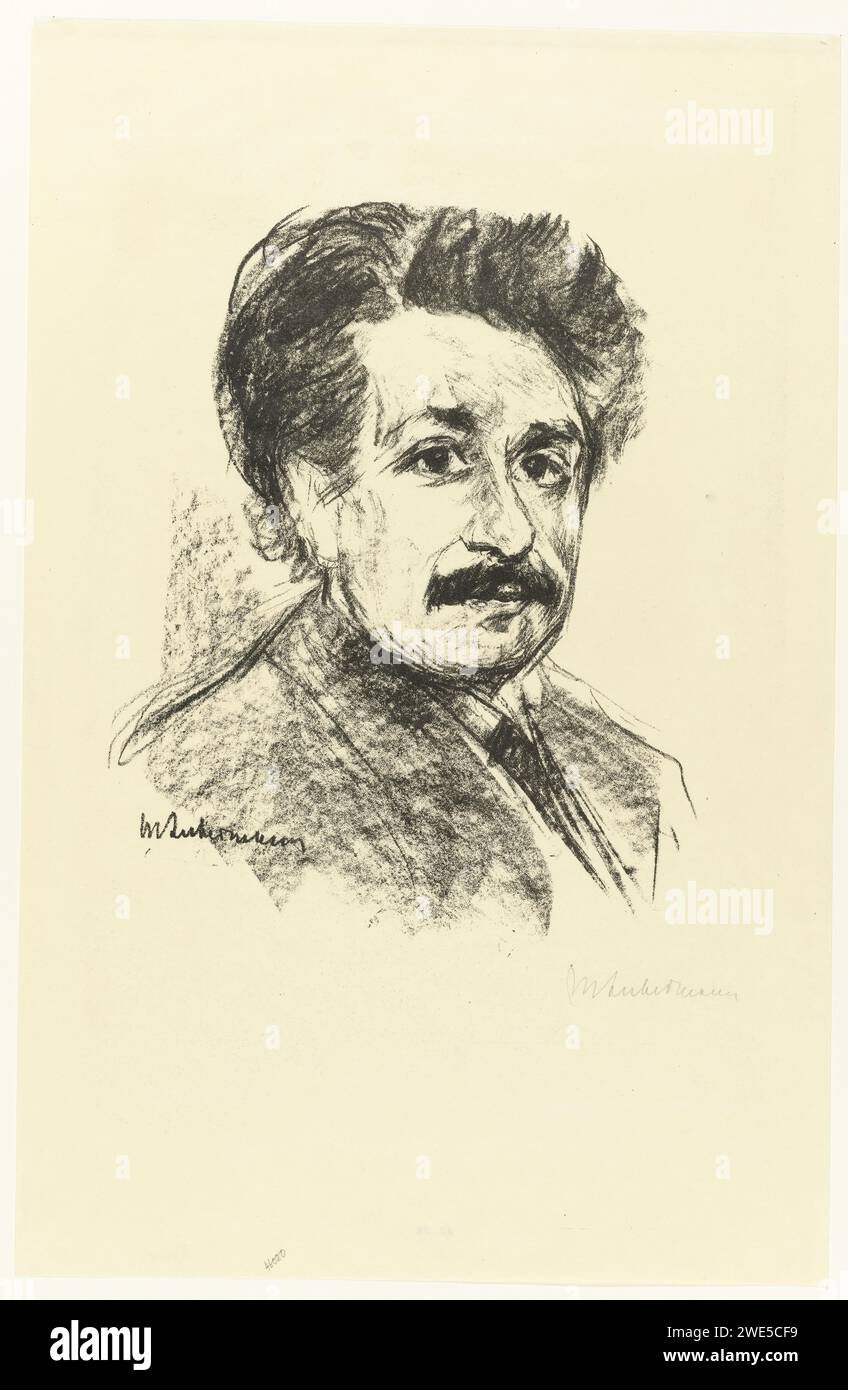 Portrait van Albert Einstein, Max Liebermann, 1857 - 1935 print paper ...