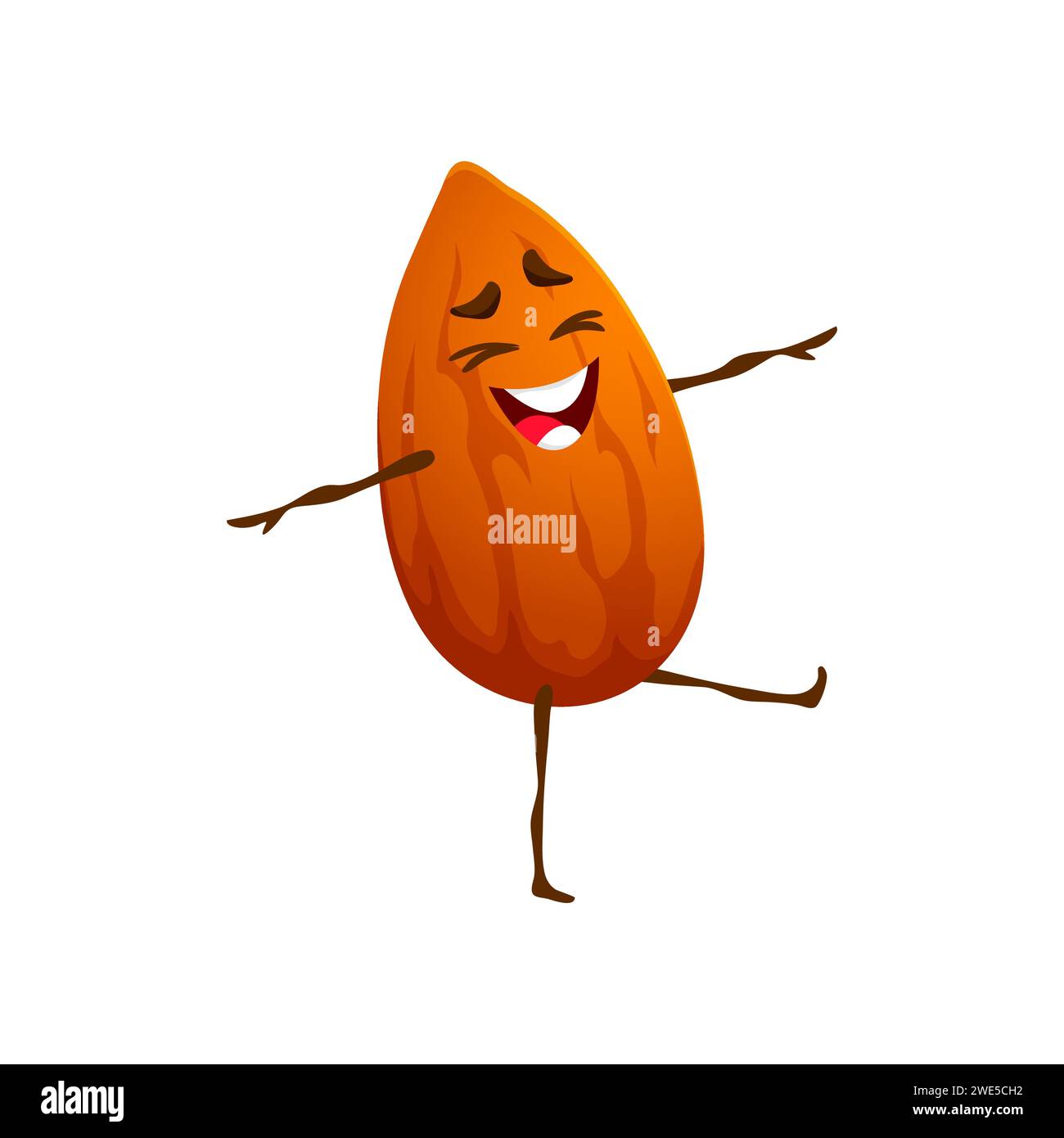 Cartoon almond nut keto diet food character. Isolated vector ketogenic ...