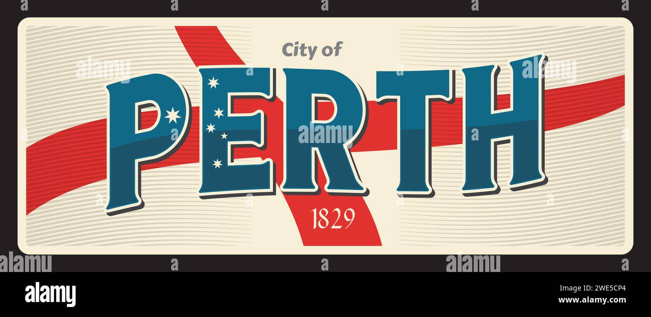 City of Perth Australian town in Western Australia state. Vector travel ...