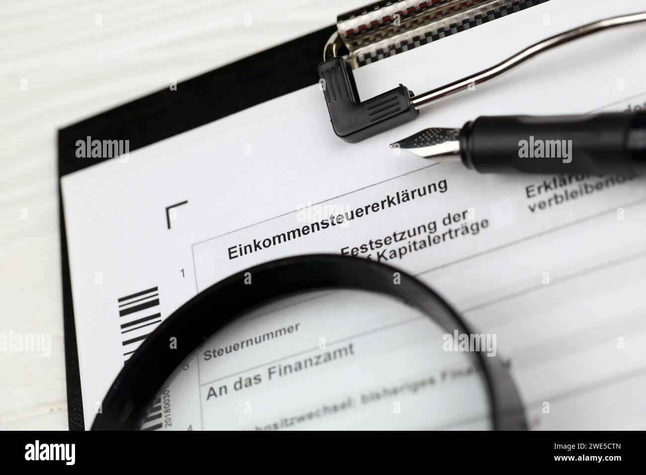 German annual income tax return declaration form blank on A4 tablet ...