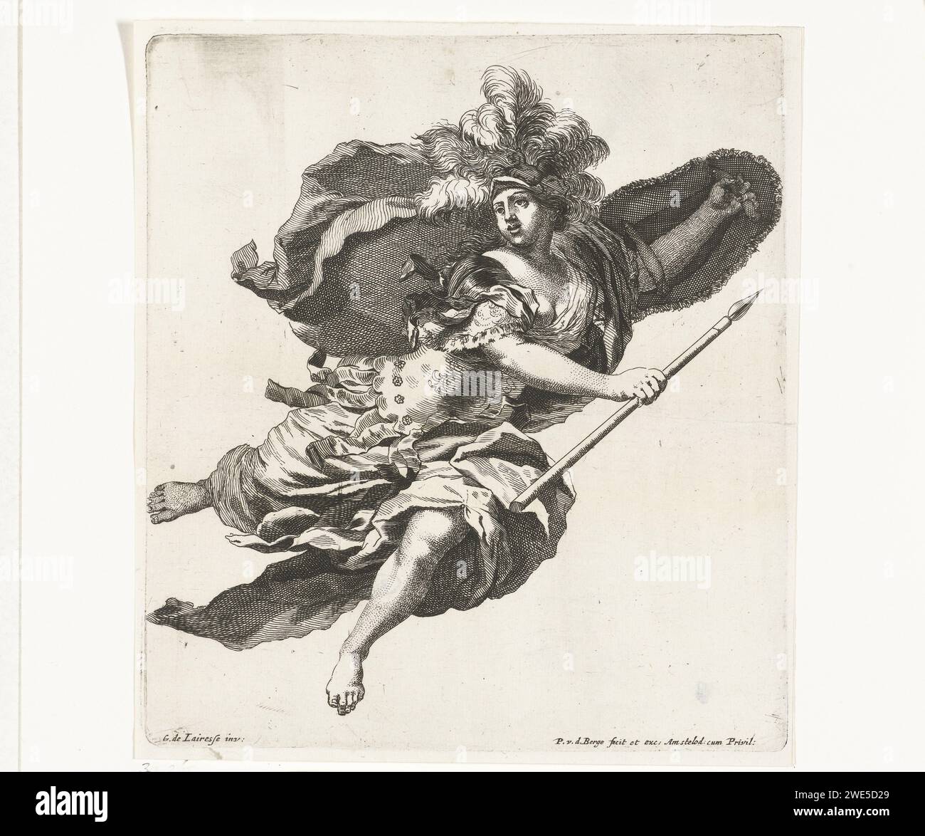 Minerva Vliegend, Pieter van den Berge, after Gerard de Lairesse, 1694 ...