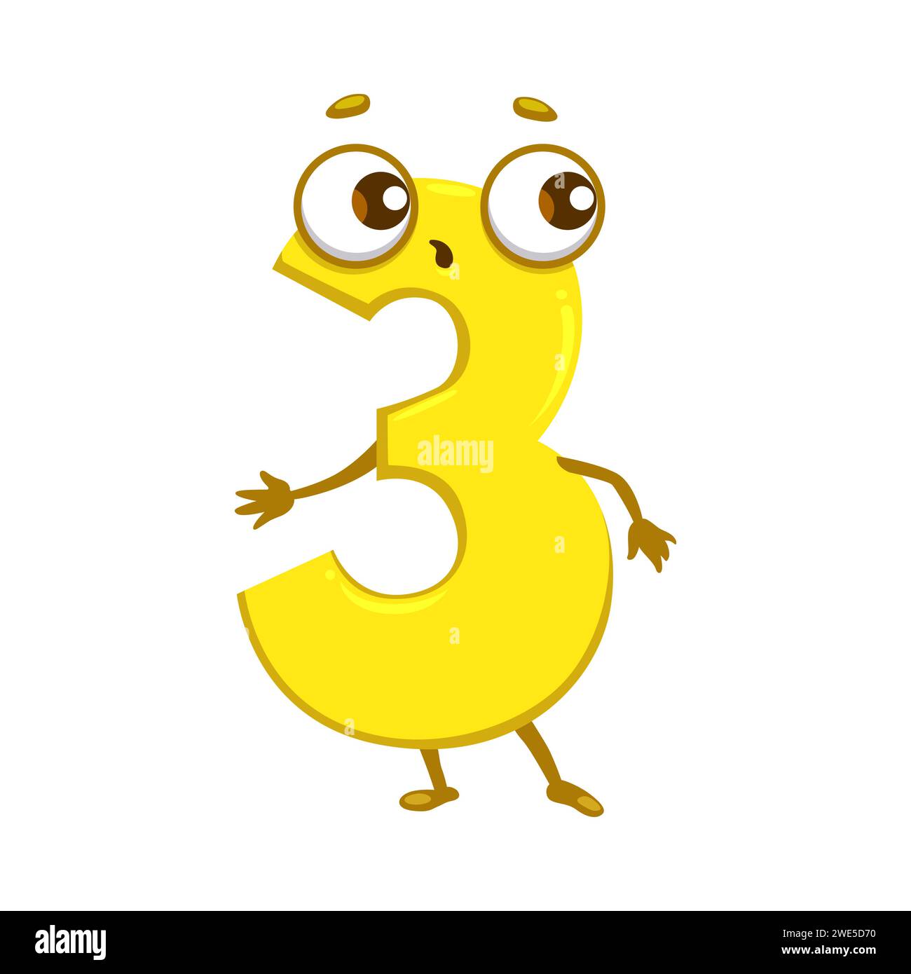 Cartoon funny math number three character. School math adorable font ...