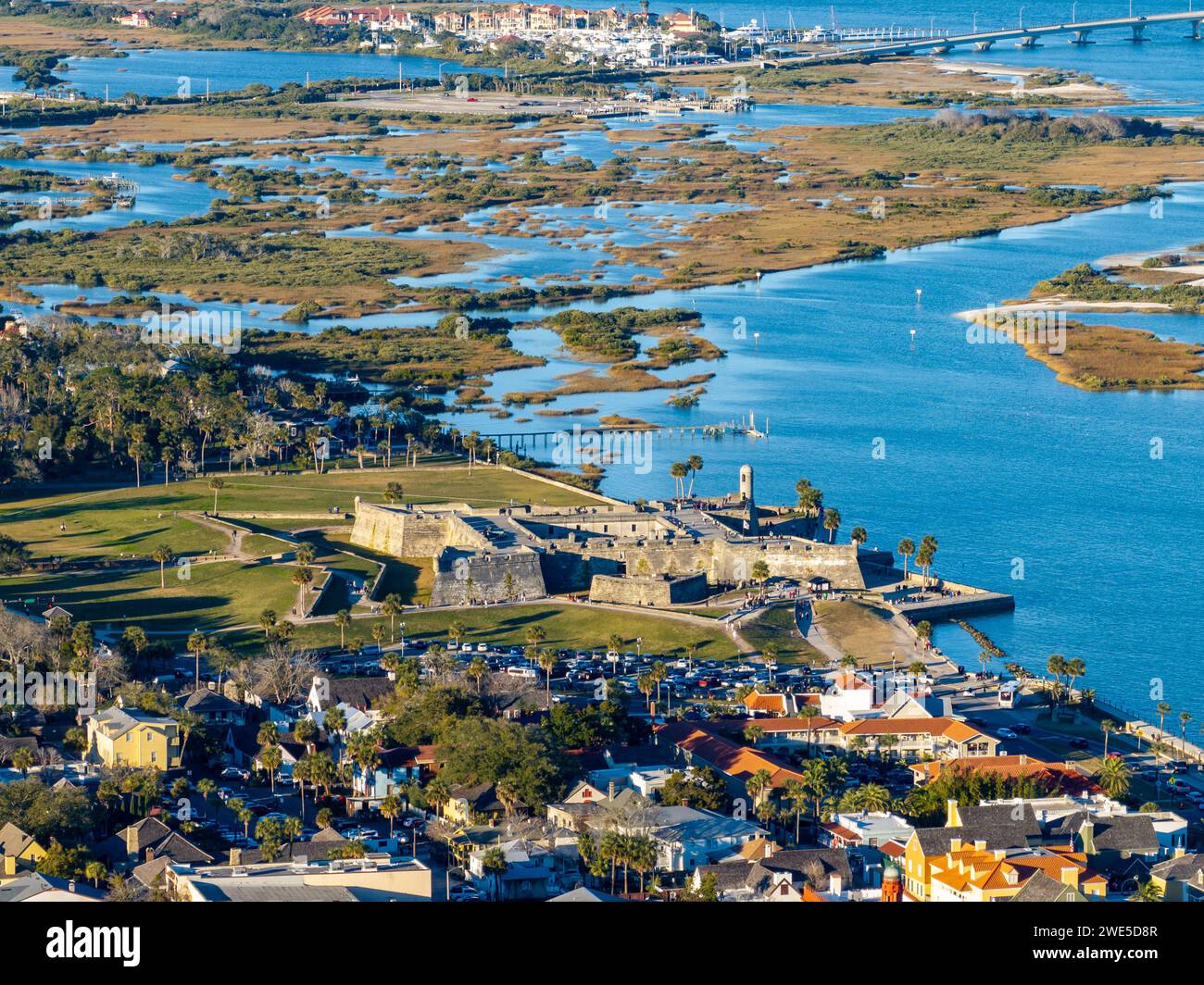 Aerial telephoto stock image Castillo de San Marcos fort Florida ...