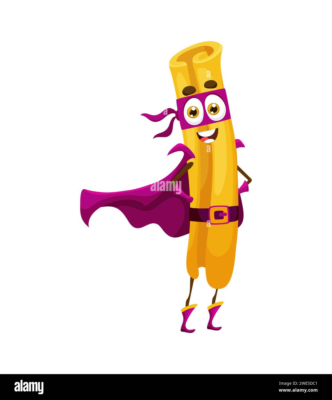 Cartoon casarecce italian pasta food superhero character. Isolated ...