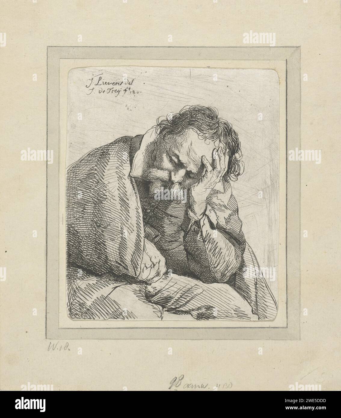 Portrait of sleeping old man, Johannes Pieter de Frey, after Jan ...