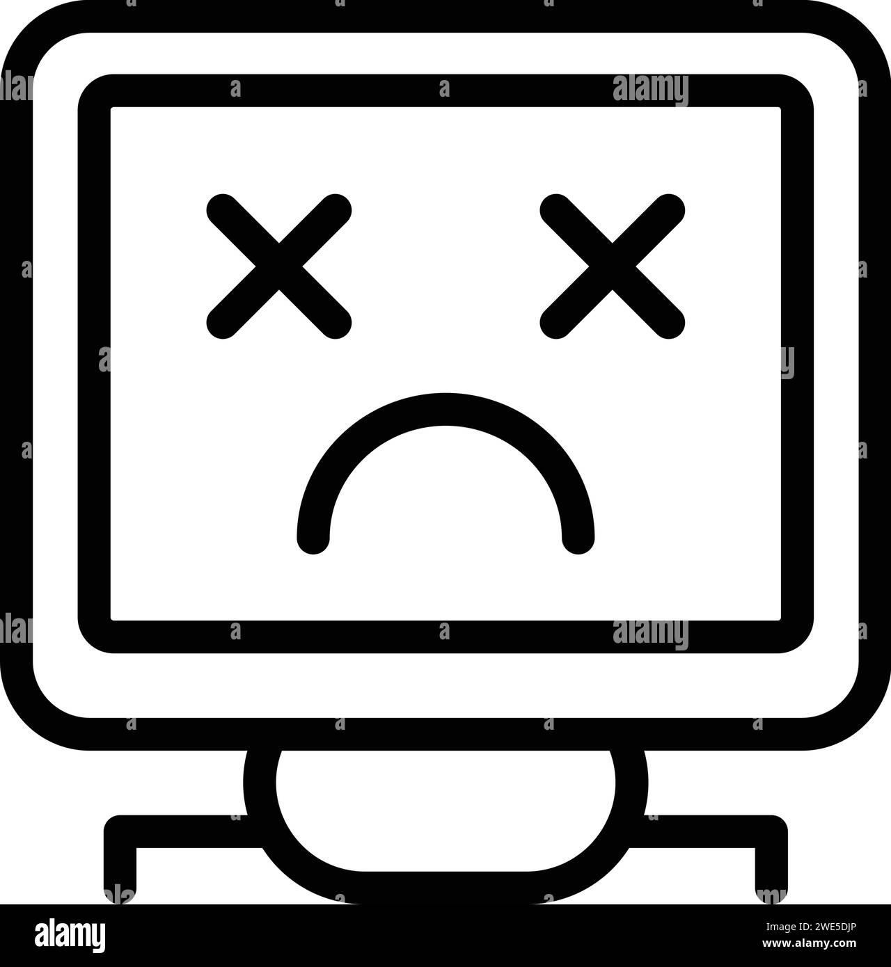 Broken monitor icon outline vector. System destroy. Entry passcode fail ...
