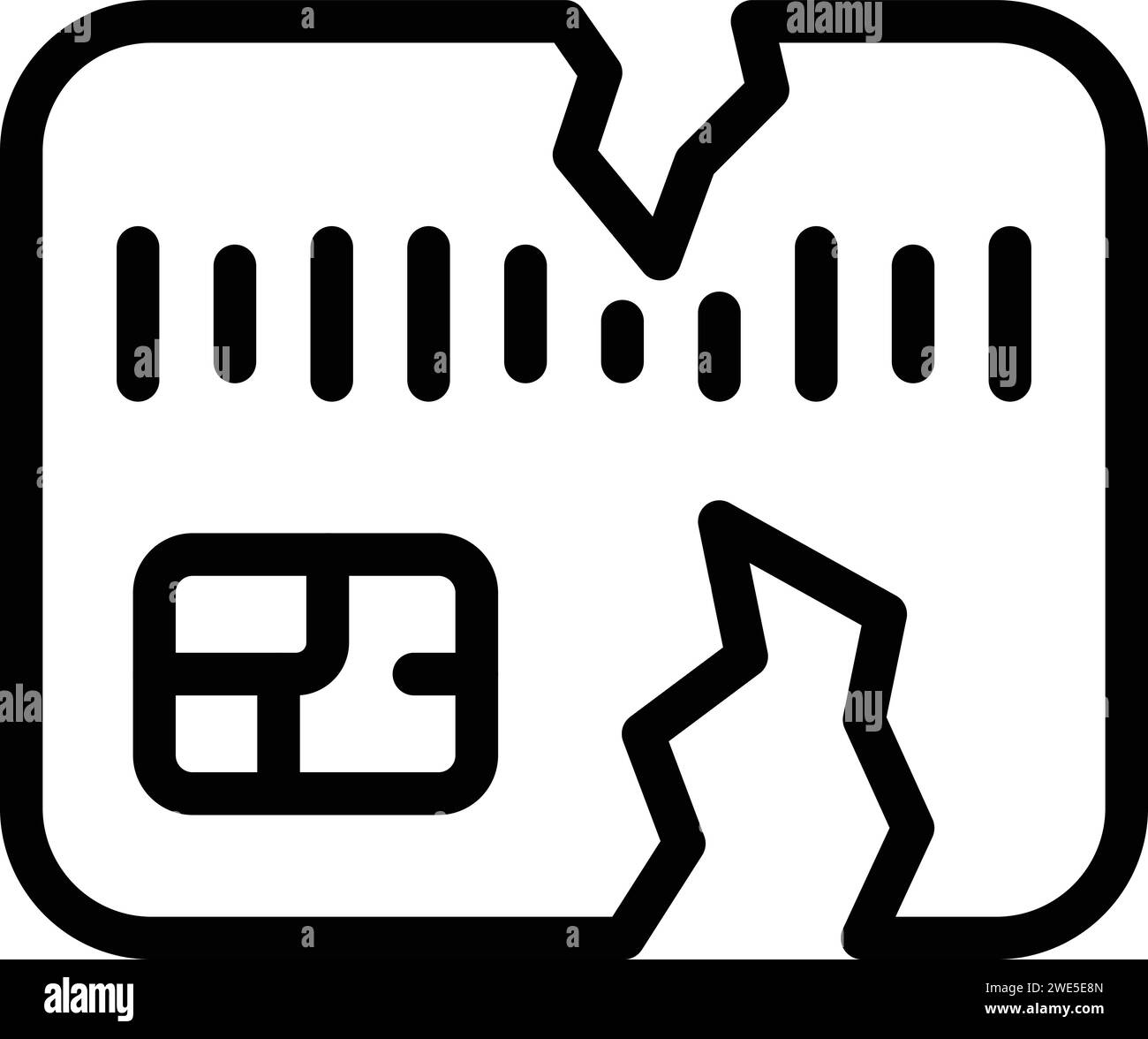 Credit card broken icon outline vector. Entry passcode. Attack bug ...