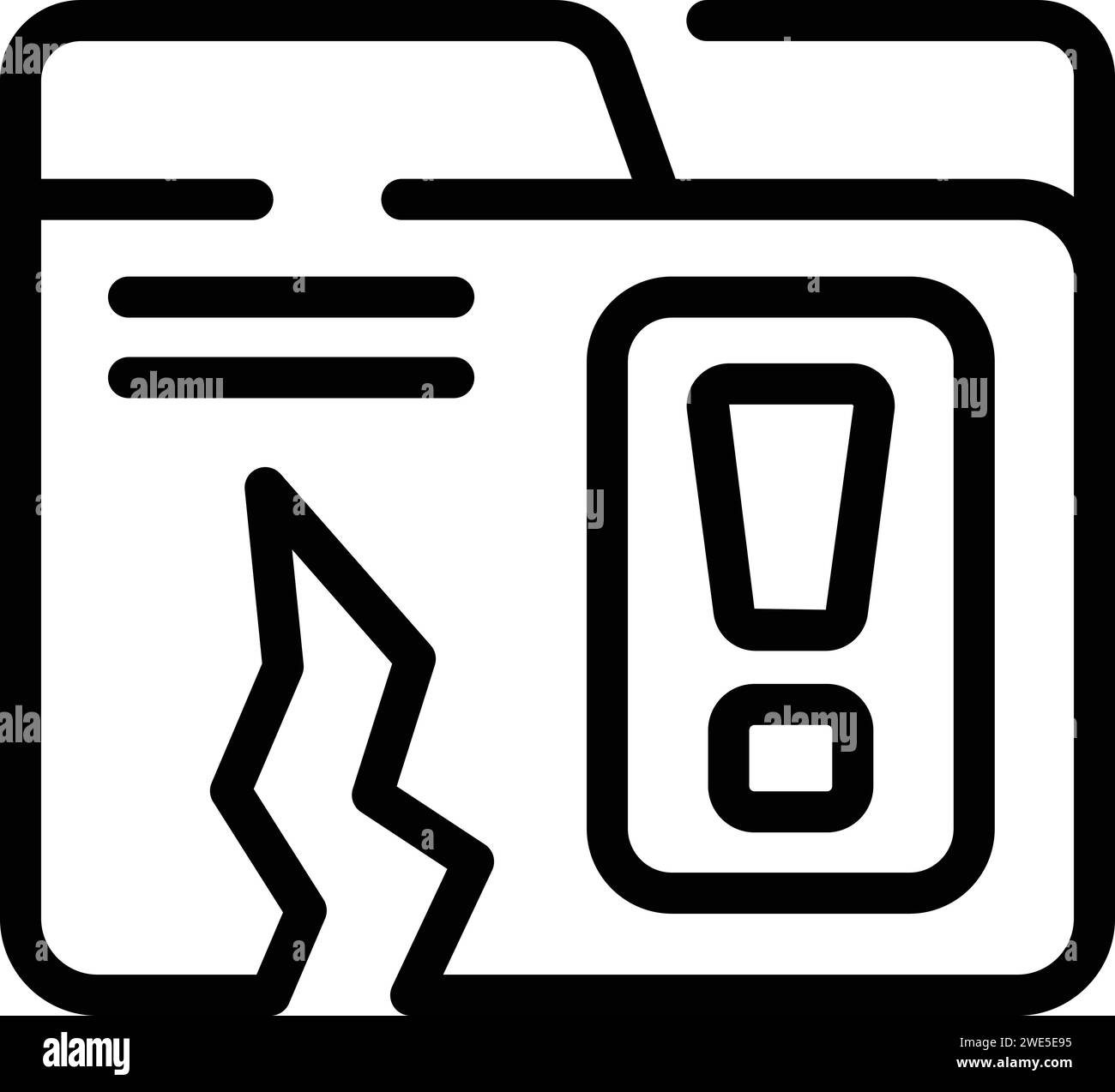 Loss Data Folder Icon Outline Vector Broken Computer Fail Bug Attack Stock Vector Image And Art