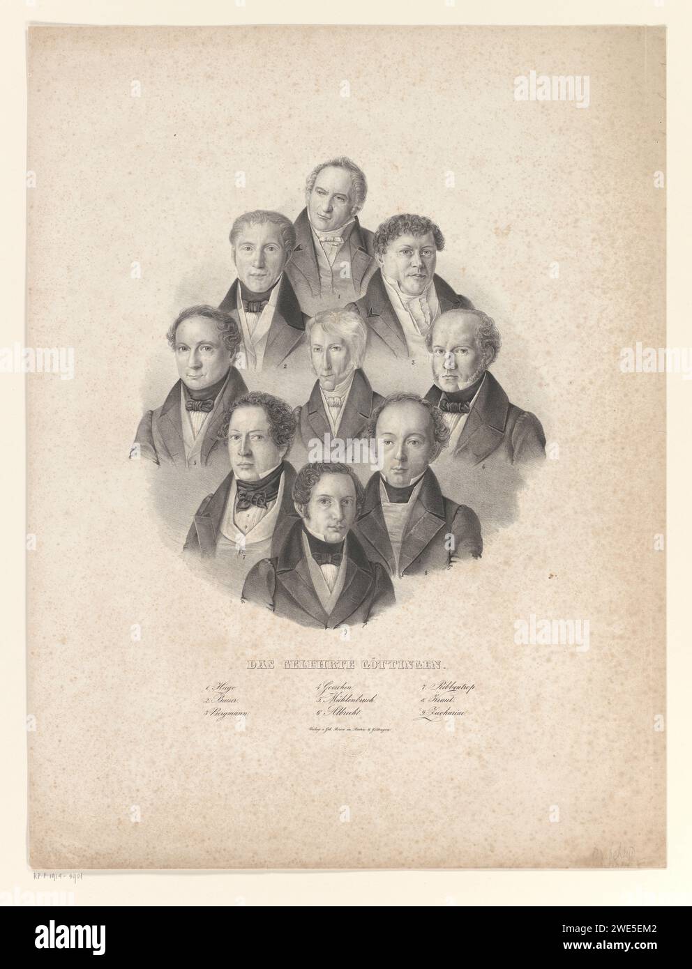 Portraits of nine scholars from Göttingen, Anonymous, 1840 - 1860 print ...