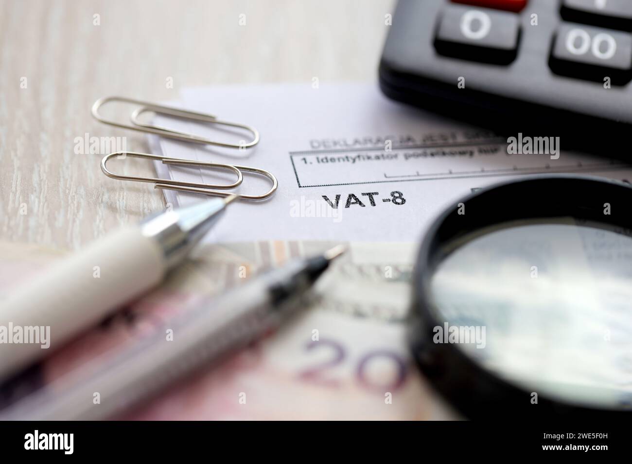 Declaration for tax on goods and services VAT-8 form on accountant ...