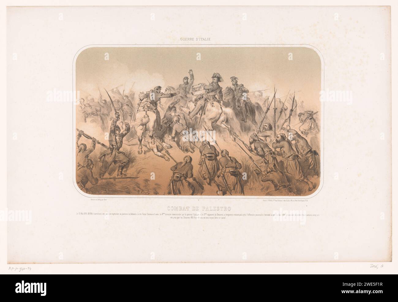 Battle of Palestro, Gustave Doré, 1859 print Paris paper battle ...