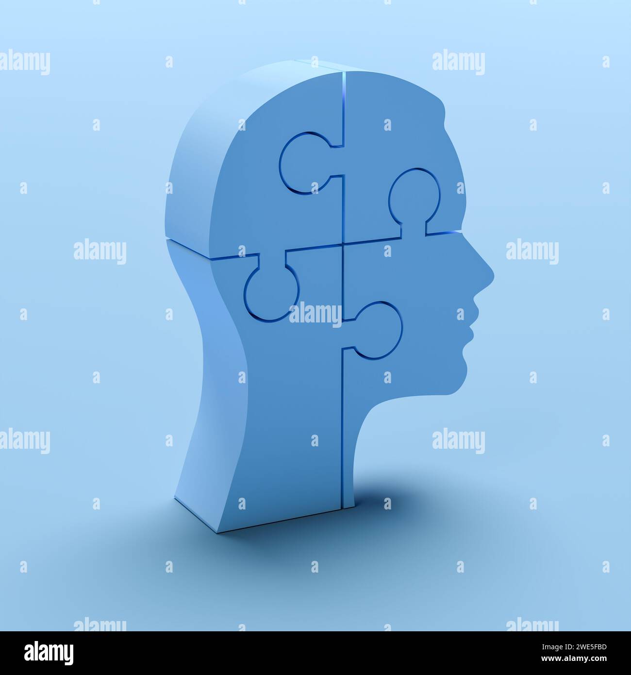Human head / brain made of jigsaw pieces. Concept for analyzing human ...