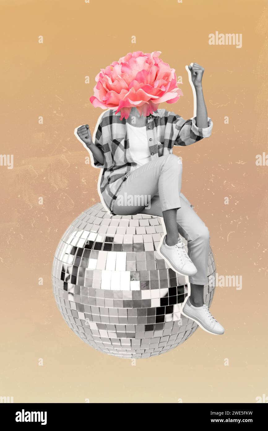 Vertical creative collage picture image monochrome effect headless ...