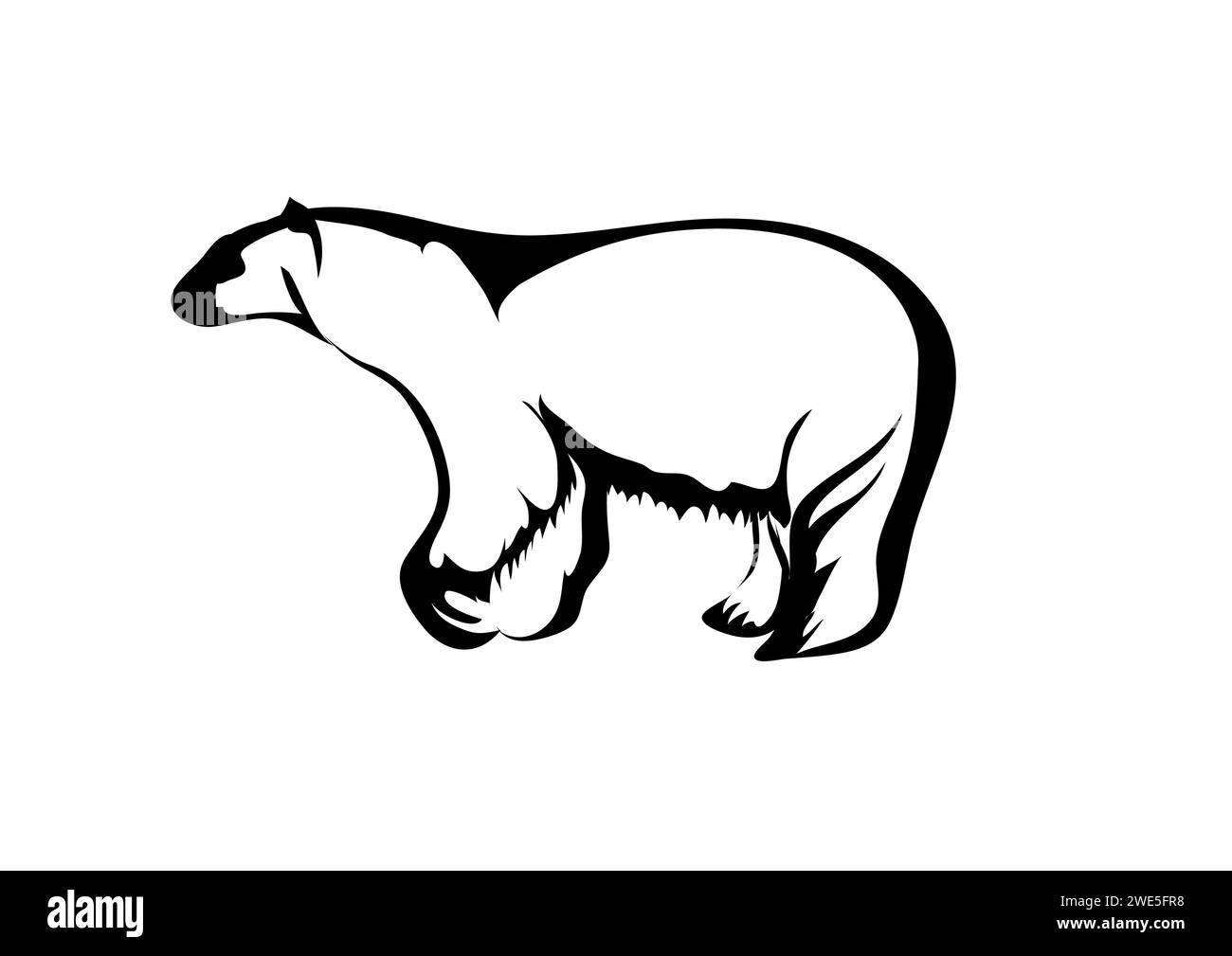 polar bear silhouette vector illustration on white background Stock ...