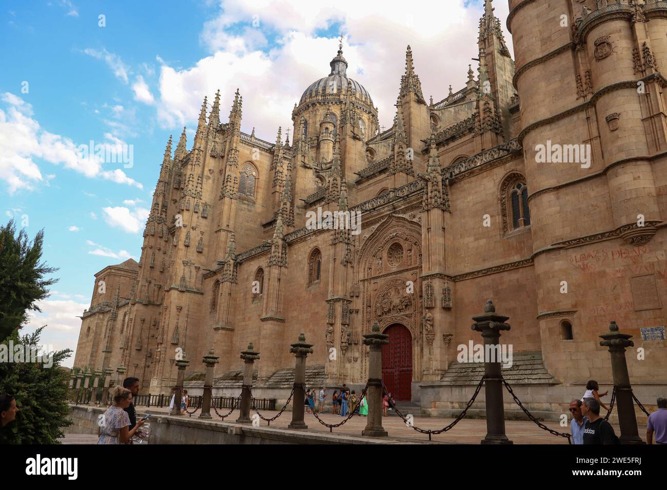 Day and night historic buildings in the medieval city Salamanca, Spain ...