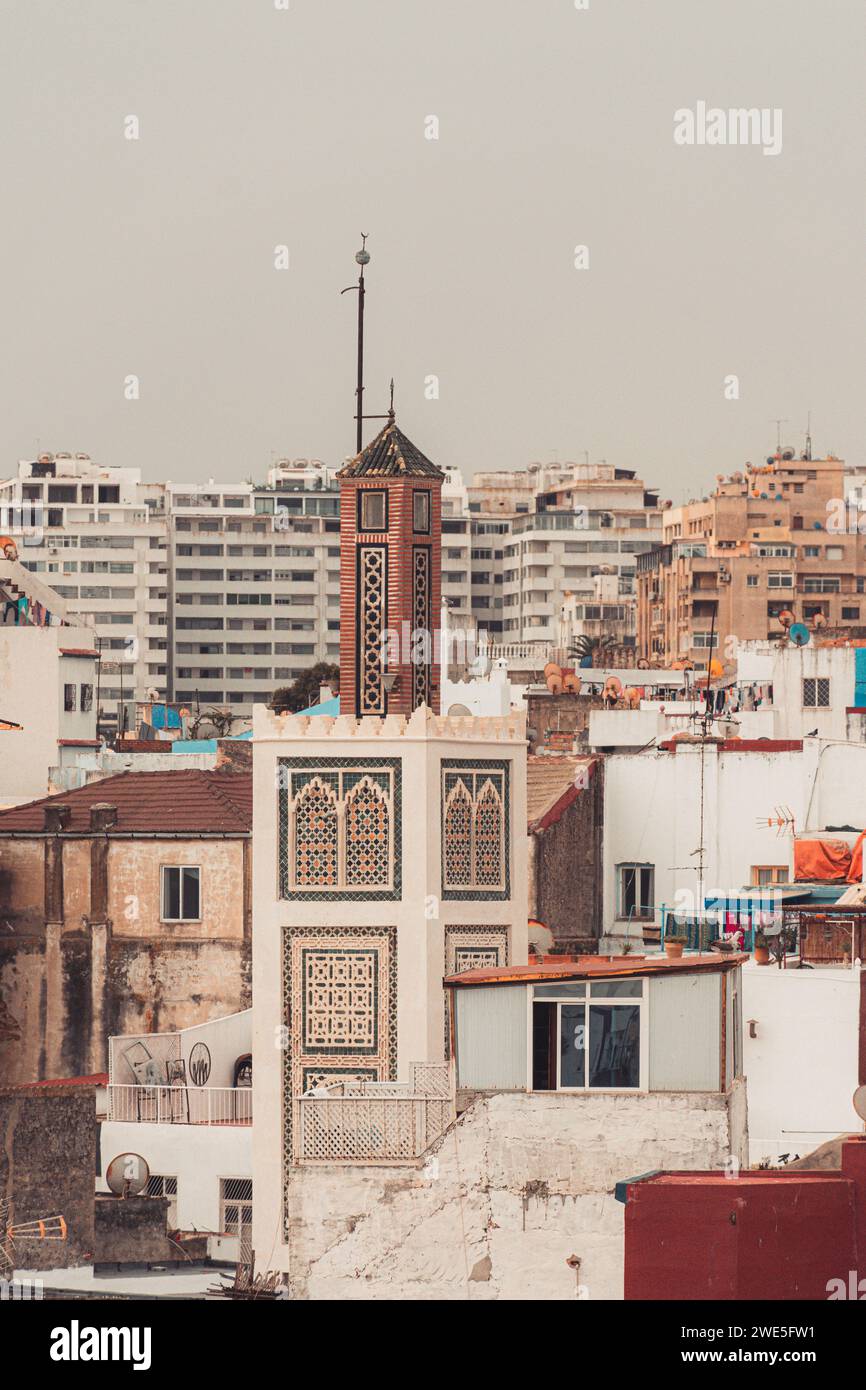 Tangier, Morocco, Africa. October 15th, 2022 - The minaret of the ...