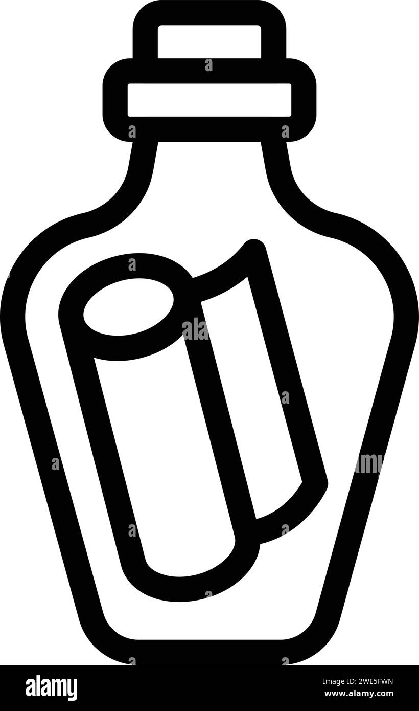 Bottle message icon outline vector. Mail lost vacant. Empty sea Stock ...