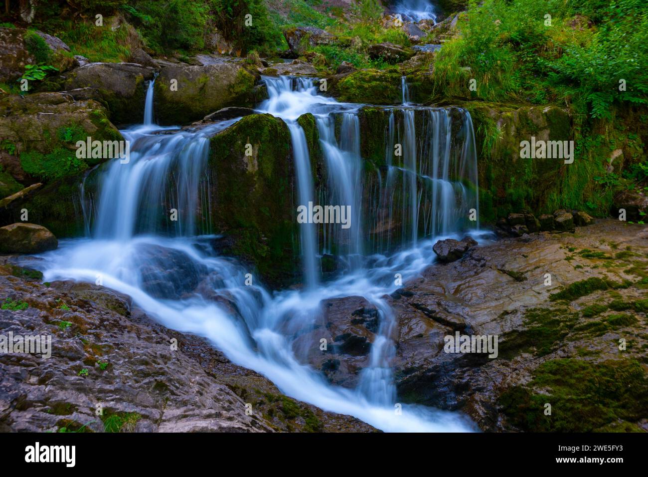The Giessbach Waterfall on the Mountain Side in Long Exposure in Brienz ...