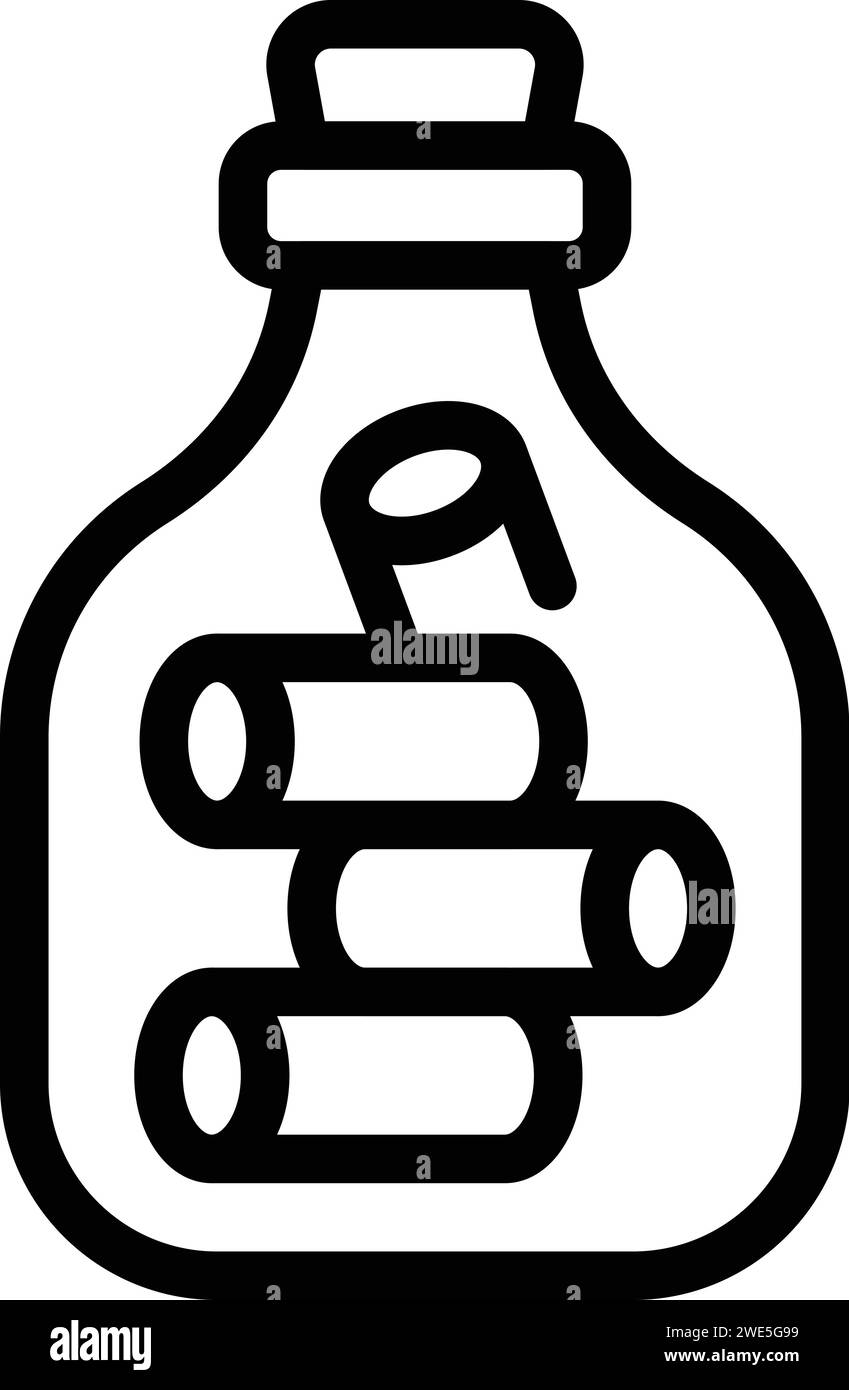 Island message bottle icon outline vector. Mail lost. Letter pirate ...
