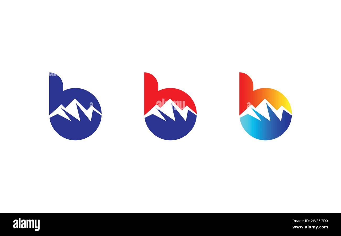 Minimal Letter B mountain logo design vector template. Initial Letter B ...