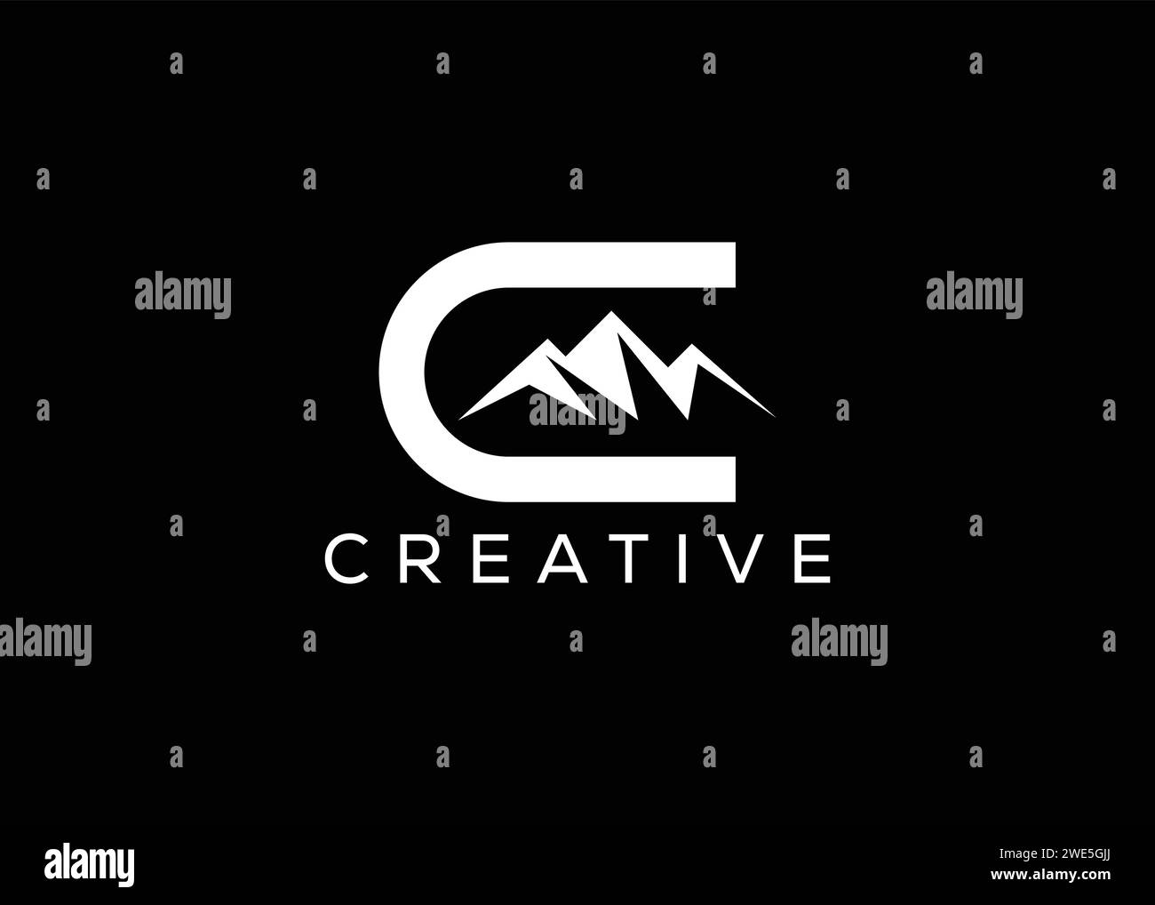 Minimal Letter C mountain logo design vector template. Initial Letter C ...