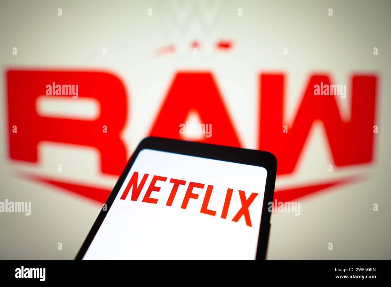 In this photo illustration, the Netflix logo is displayed on a ...