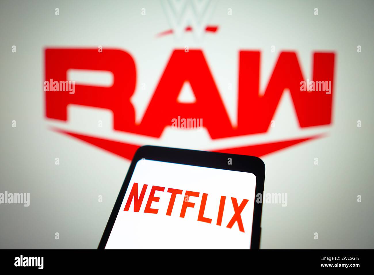 In this photo illustration, the Netflix logo is displayed on a ...
