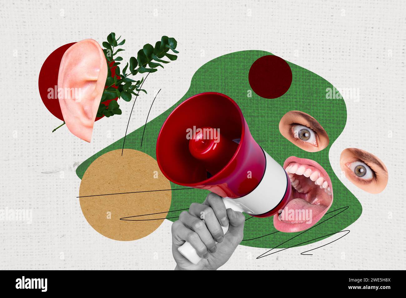 Photo collage image picture poster face parts fragments weird concept ...