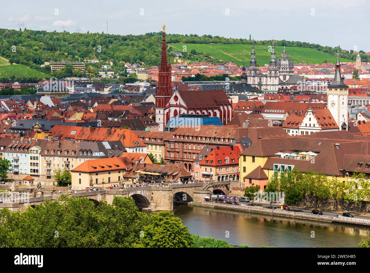 Old town and old Main bridge in Würzburg, Lower Franconia, Franconia ...