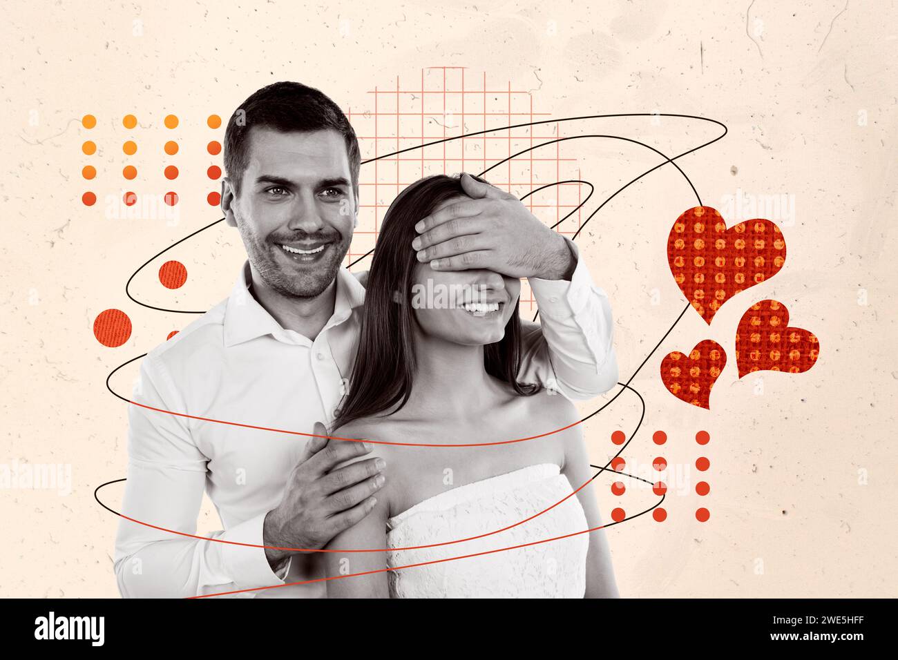 Collage creative poster monochrome effect lovely attractive pretty ...