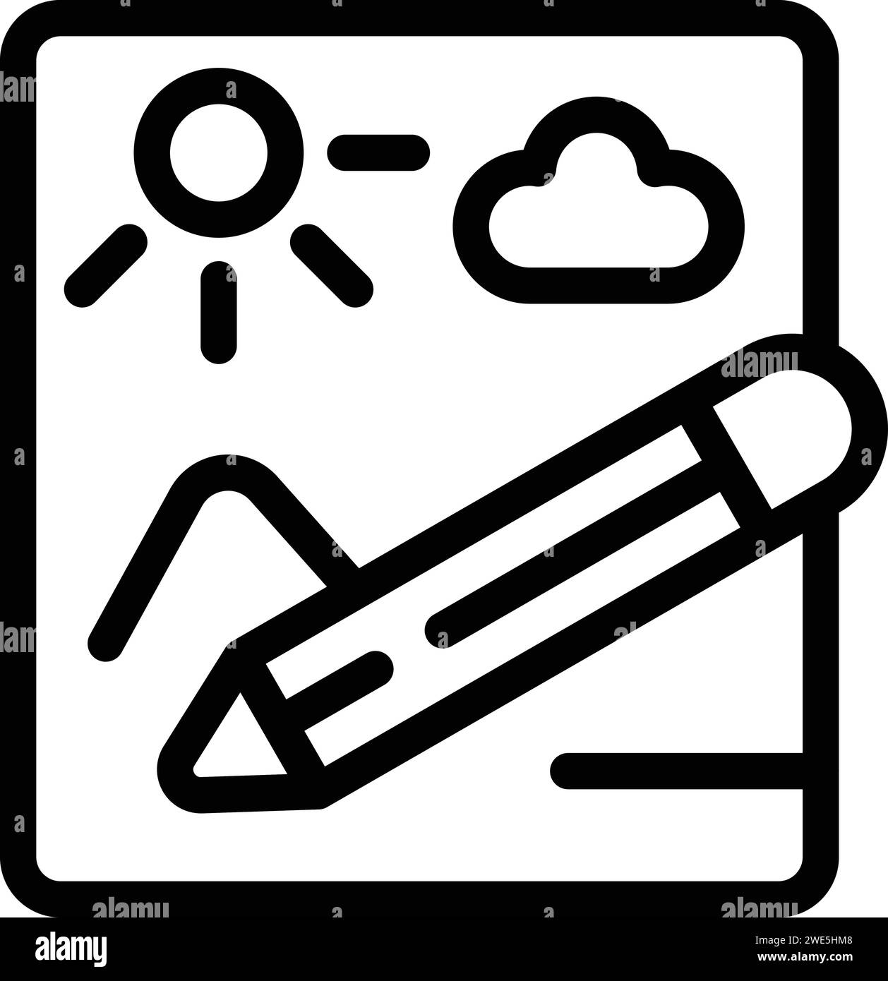 Kid pencil picture icon outline vector. Childcare play. Reading care ...
