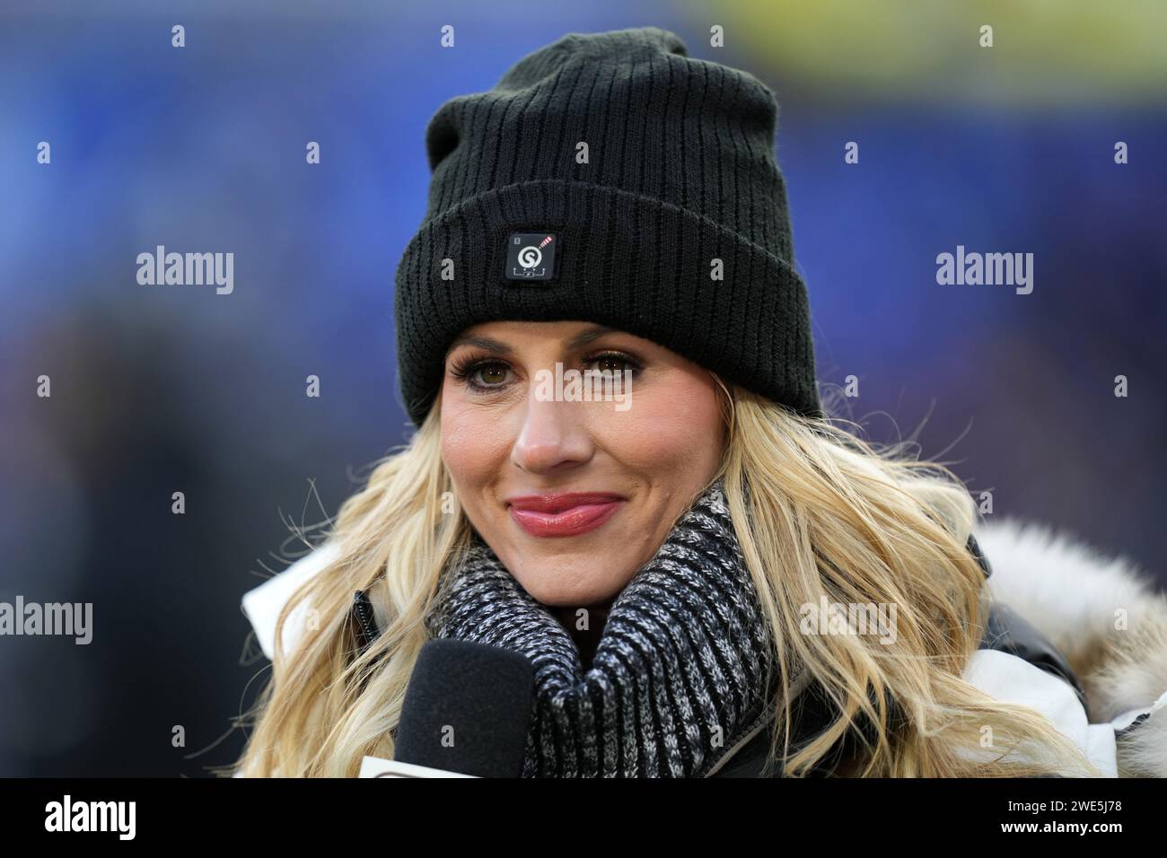 BALTIMORE, MARYLAND, JAN 20: ESPN sideline reporter Laura Rutledge ...