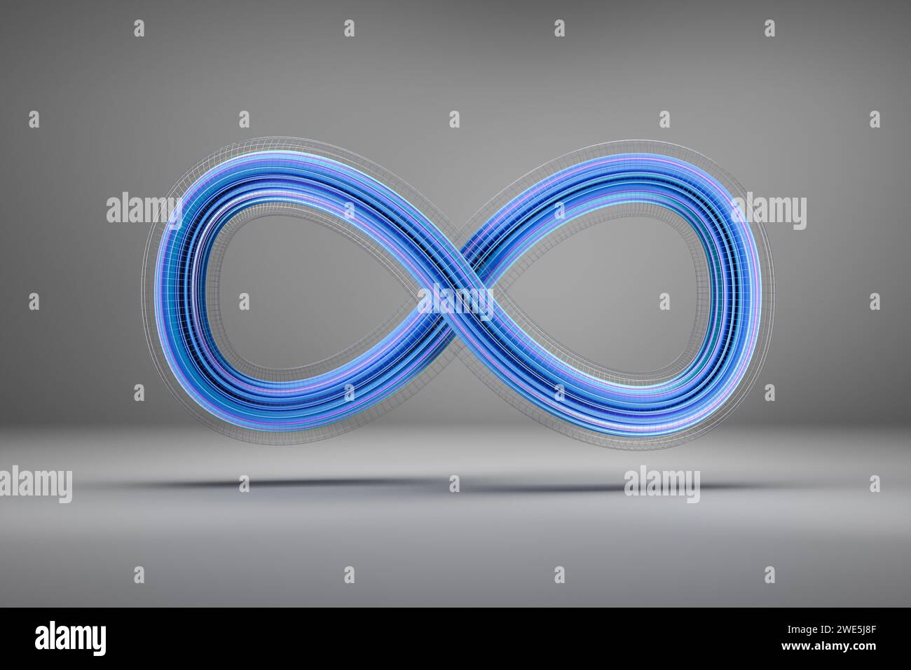 Blue 3d structure showing the infinity symbol with drop shadow against ...