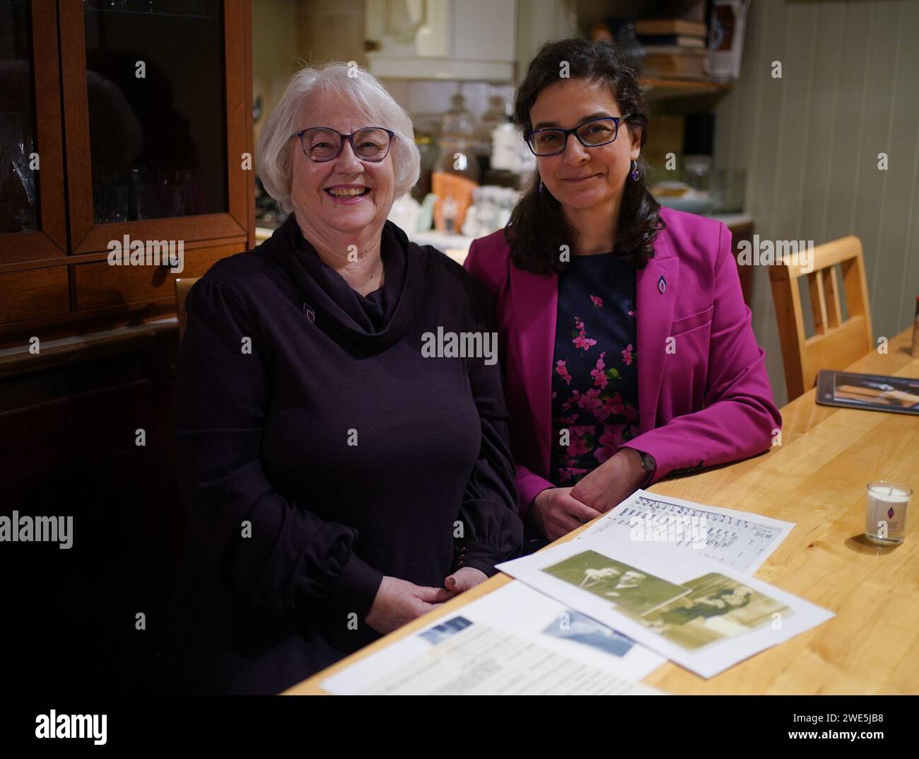Holocaust survivor Joan Salter (left) at her home in north London ...
