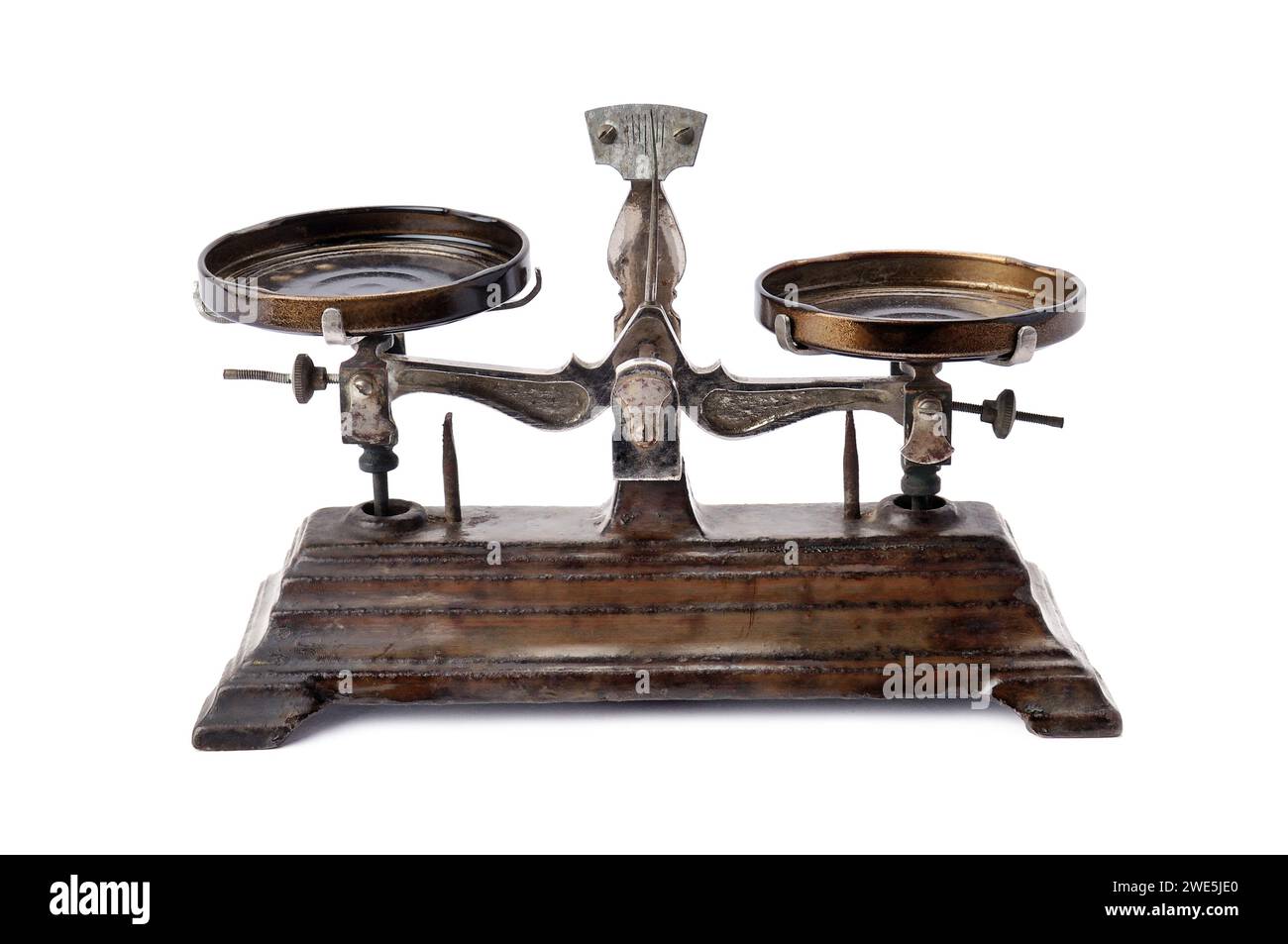 Mechanical scales isolated on a white background. Retro measuring tool ...