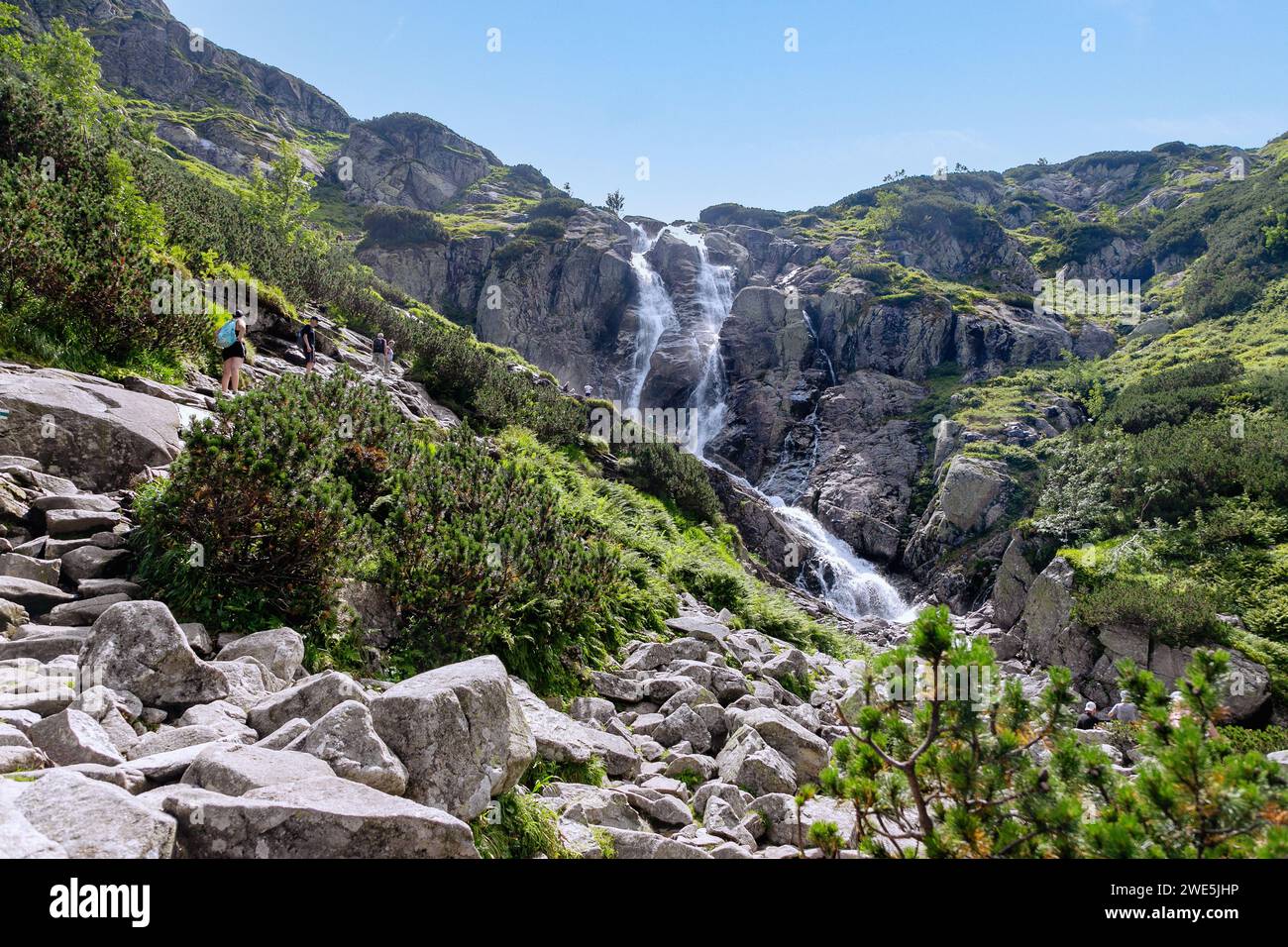 Wielka Siklava waterfall on the hiking trail to the Valley of the Five ...