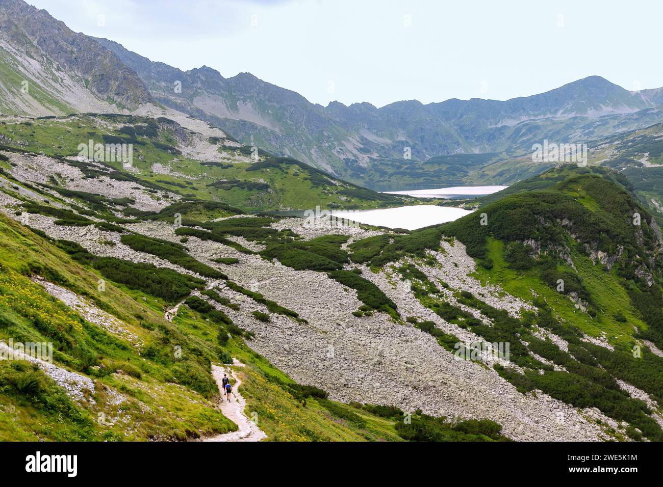 Chain of lakes Przedni Staw, Mały Staw and Wielki Staw in the Valley of ...