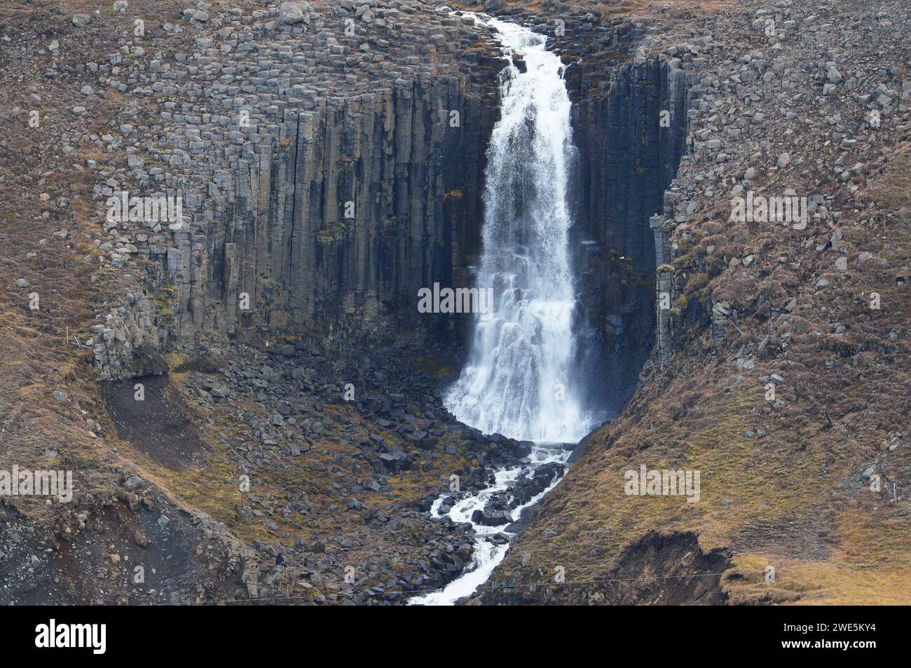 Basalt Rock Columns and Glacial River at Studlagil Canyon, Jokuldalur ...