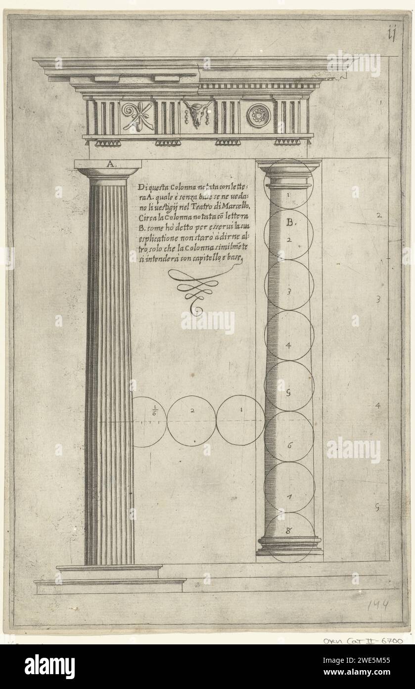 Two Doric columns with capitals and a main frame, Anonymous, After ...