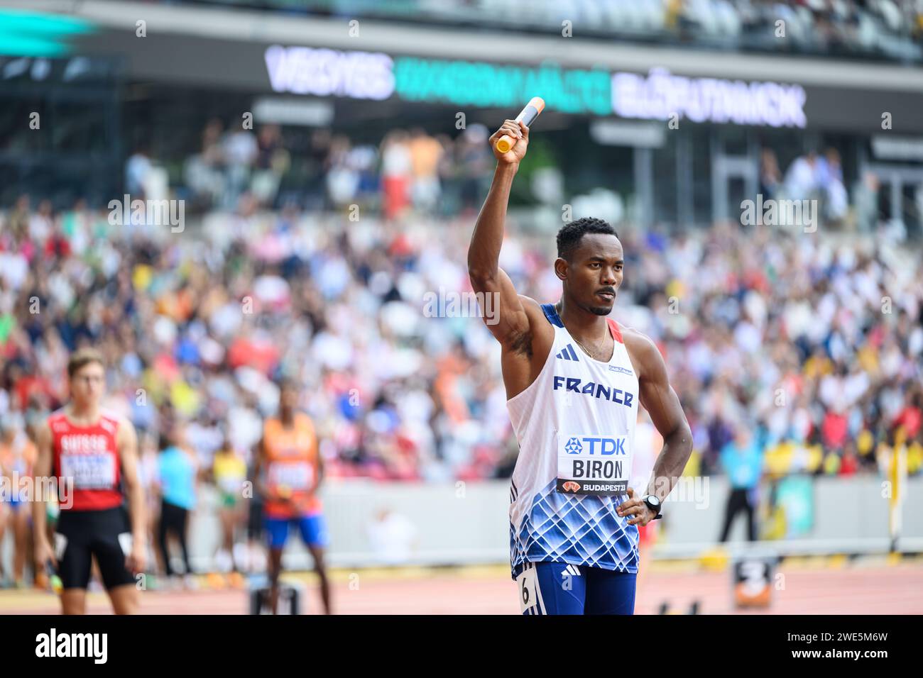 Gilles BIRON participating in the 4x400 m Relay at the World Athletics ...