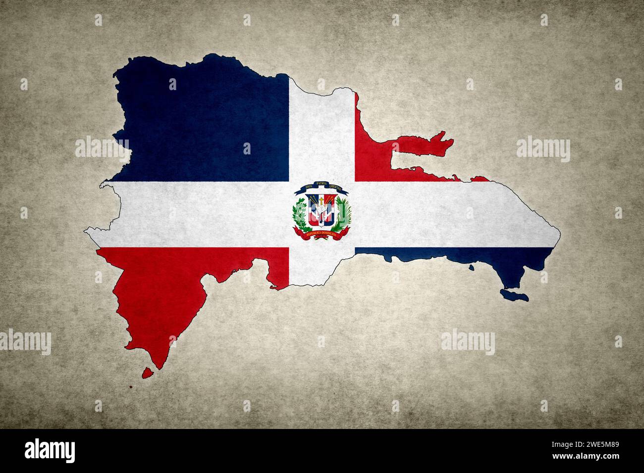 Grunge map of the Dominican Republic with its flag printed within its ...