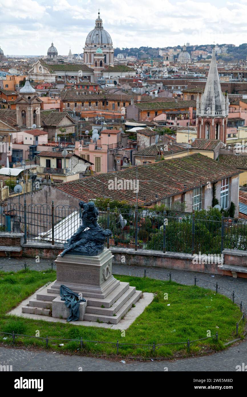 Enrico e Giovanni Cairoli monument with behind, many landmarks, the All ...
