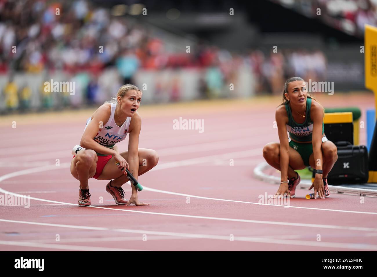 Janka Molnar participating in the 4x400 m Relay at the World Athletics ...