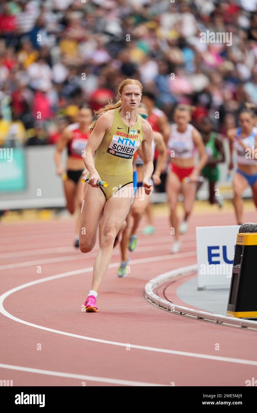 Skadi Schier participating in the 4x400 m Relay at the World Athletics ...