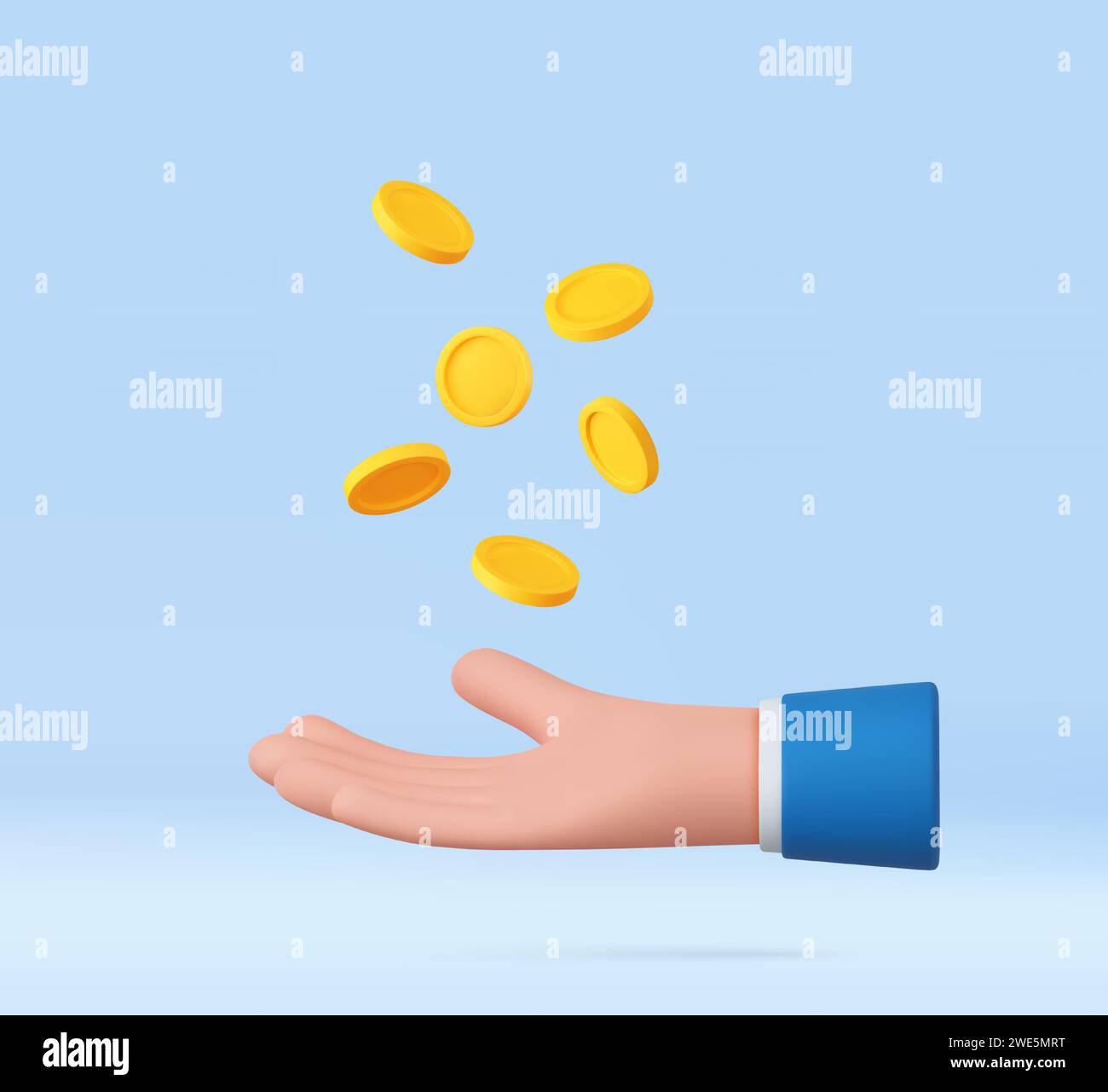 3d hand with coins flying Stock Vector Image & Art - Alamy