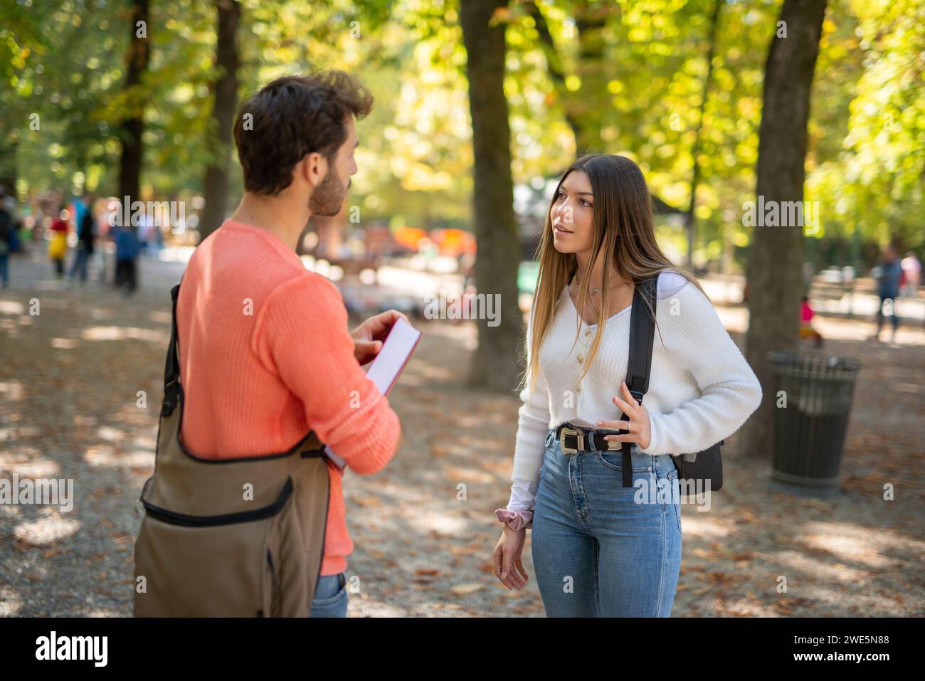 College students talking in a park near their university Stock Photo ...