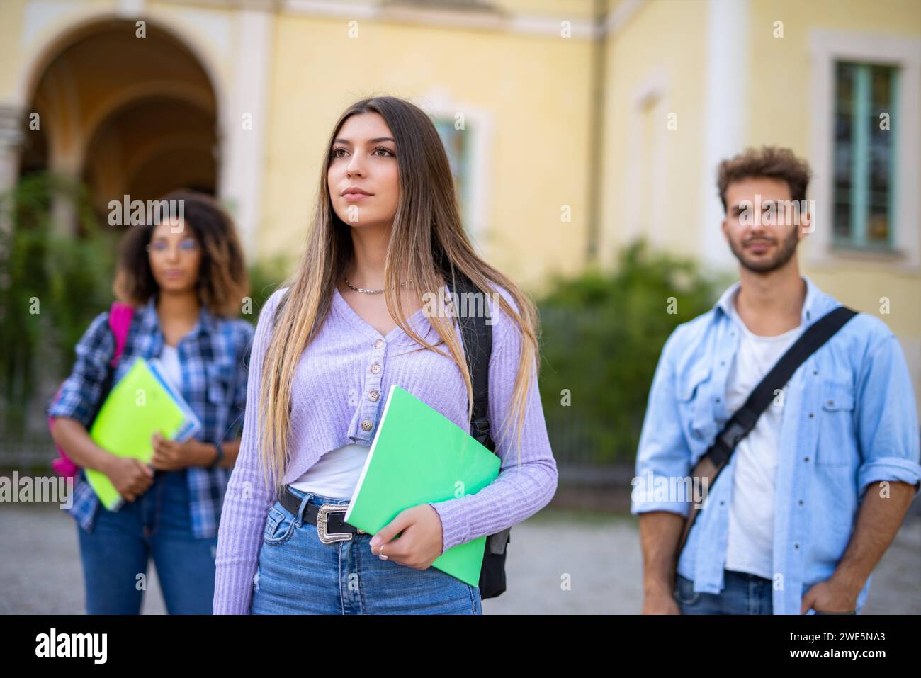 Group of college students in front of their school Stock Photo - Alamy