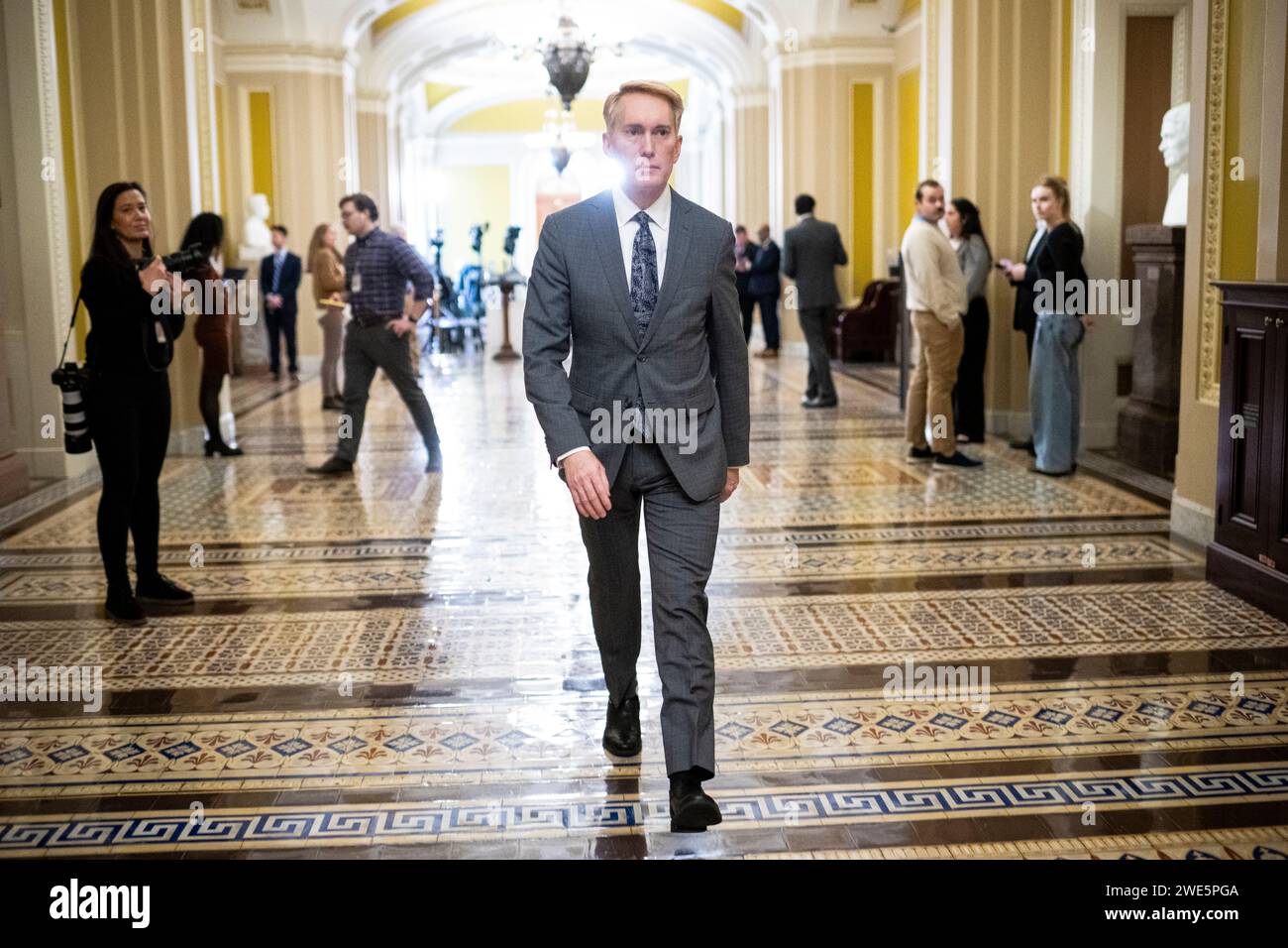 Washington, USA. 23rd Jan, 2024. Senator James Lankford (R-OK) walks ...